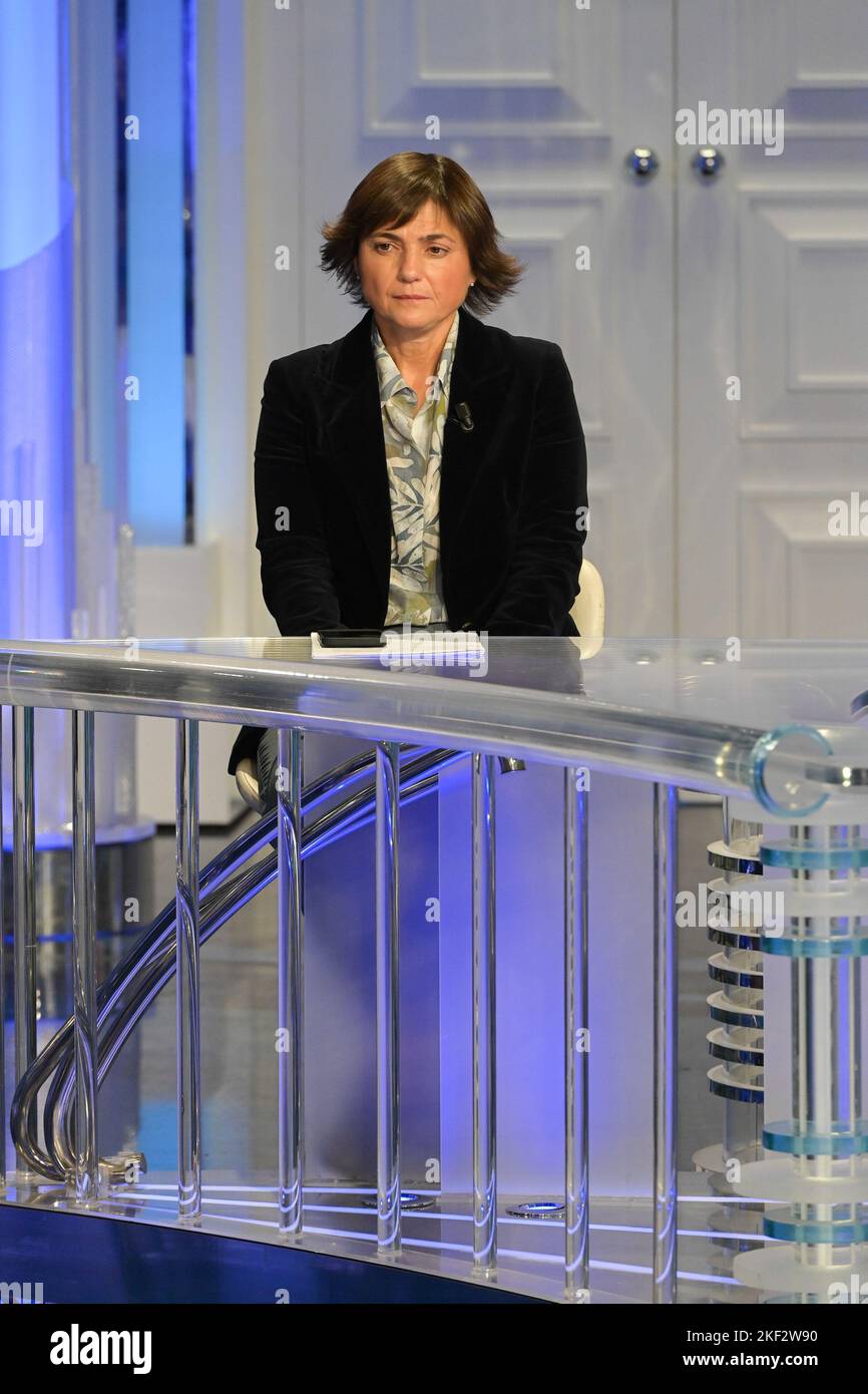 Debora Serracchiani attends the night Rai tv program "Porta a Porta" at ...