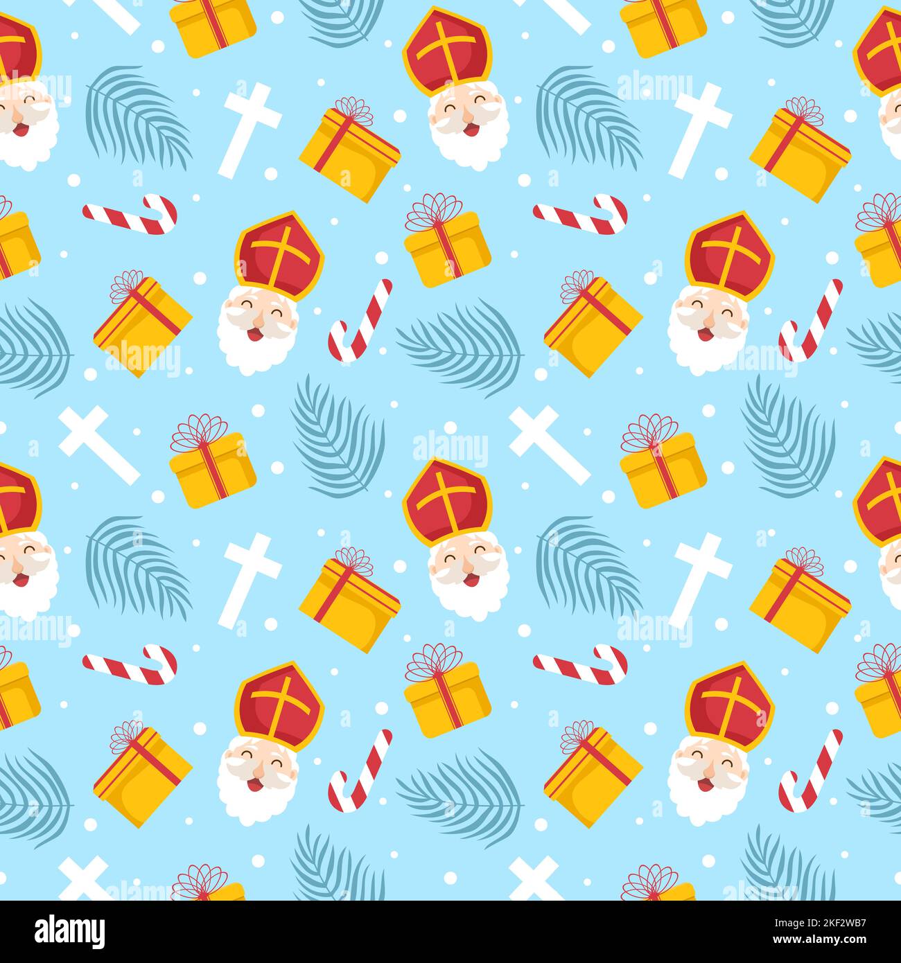 Saint Nicholas Day or Sinterklaas Seamless Pattern with Gift Box and ...