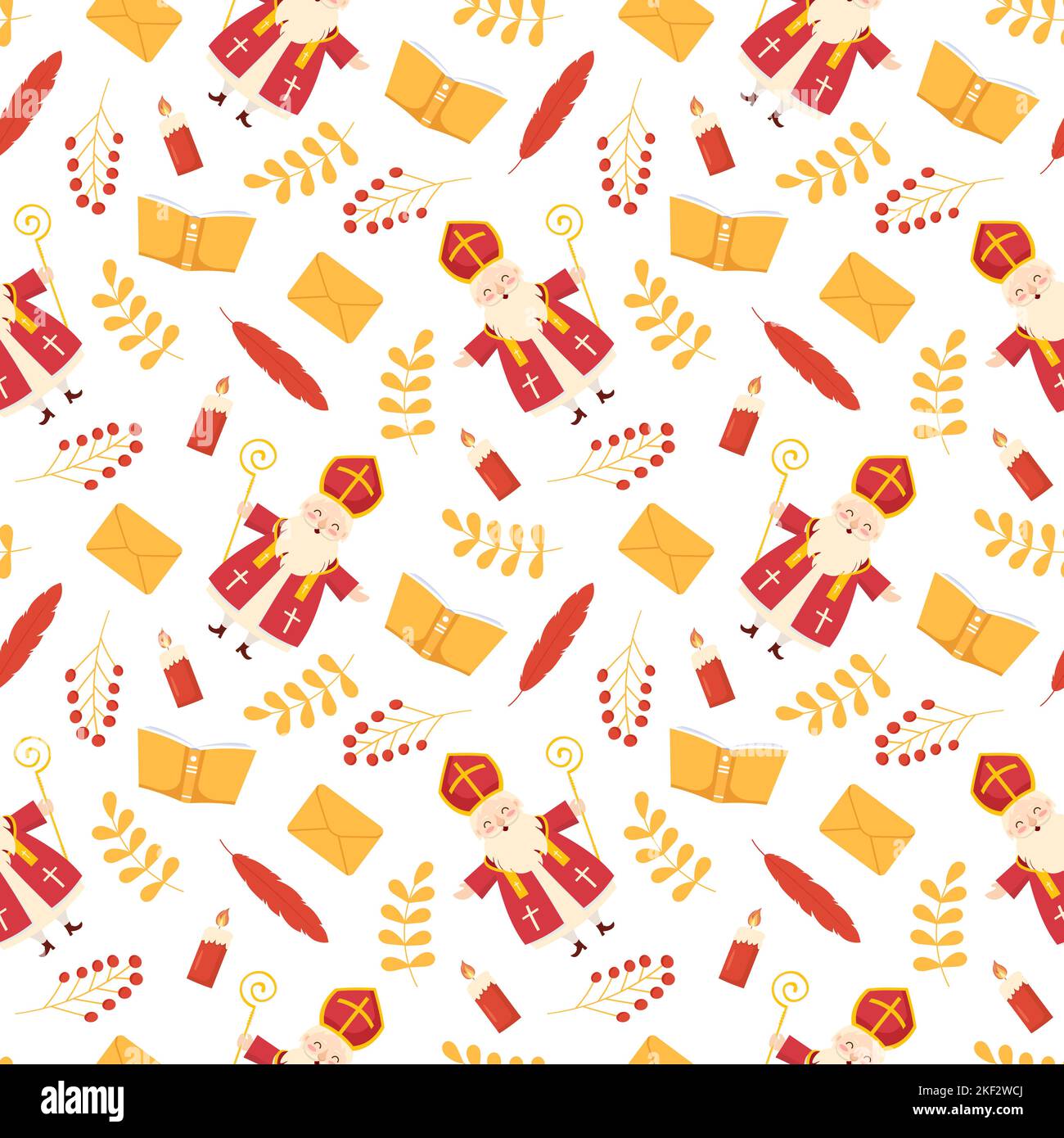 Saint Nicholas Day or Sinterklaas Seamless Pattern with Gift Box and ...