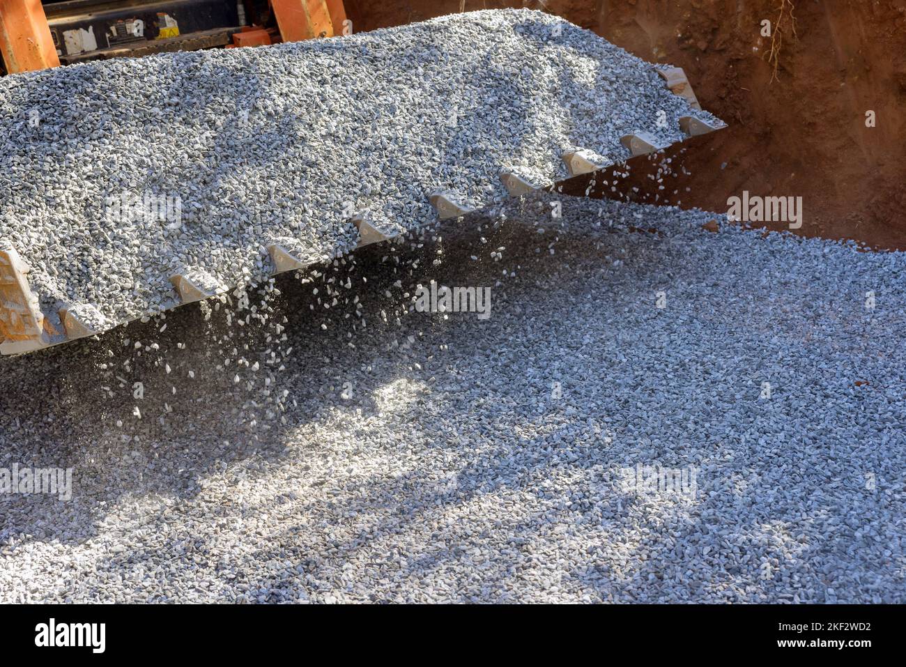 During repair road works on construction site Bobcat loader excavator ...