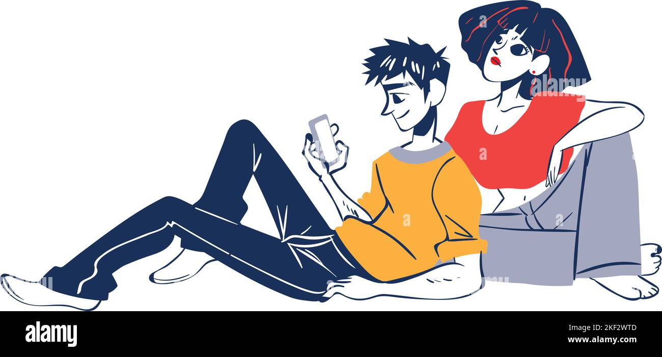 young couple chilling Stock Vector Image & Art - Alamy
