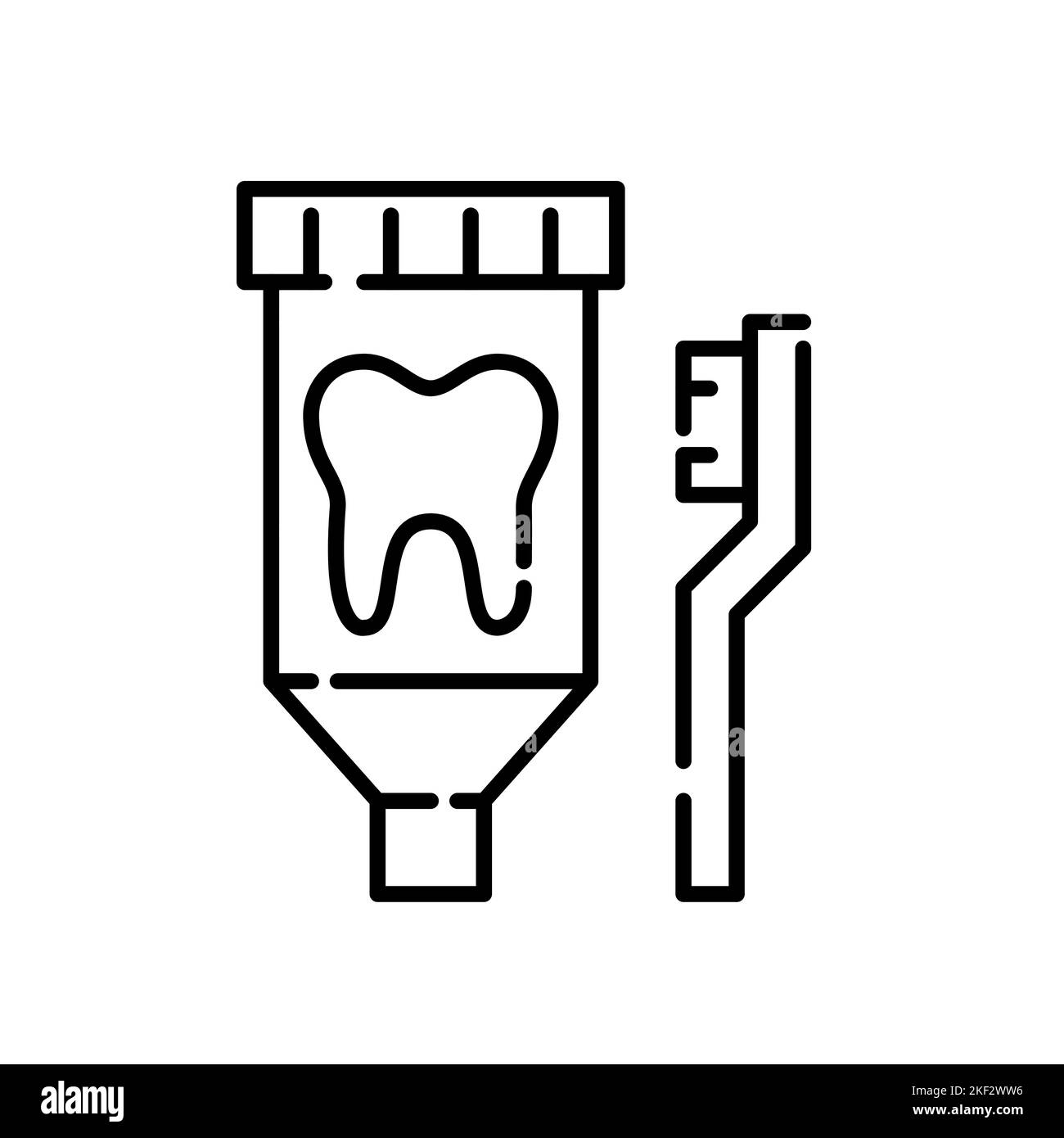 Tooth paste in a tube and brush. Oral hygiene dental care products ...
