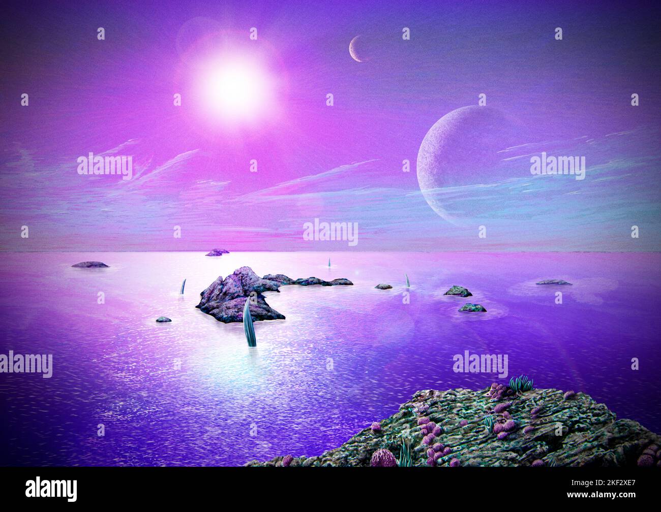 Alien planet, conceptual illustration Stock Photo - Alamy