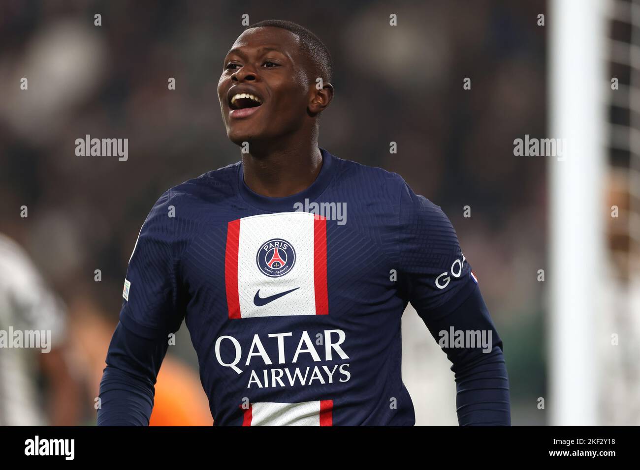 Turin, Italy, 2nd November 2022. Nuno Alexandre Tavares Mendes of PSG ...