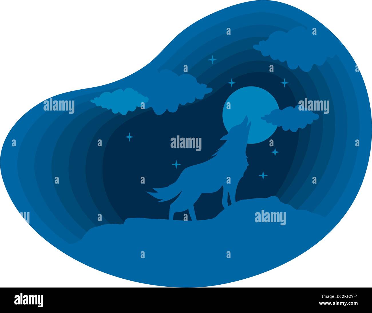 wolf night paper art Stock Vector Image & Art - Alamy