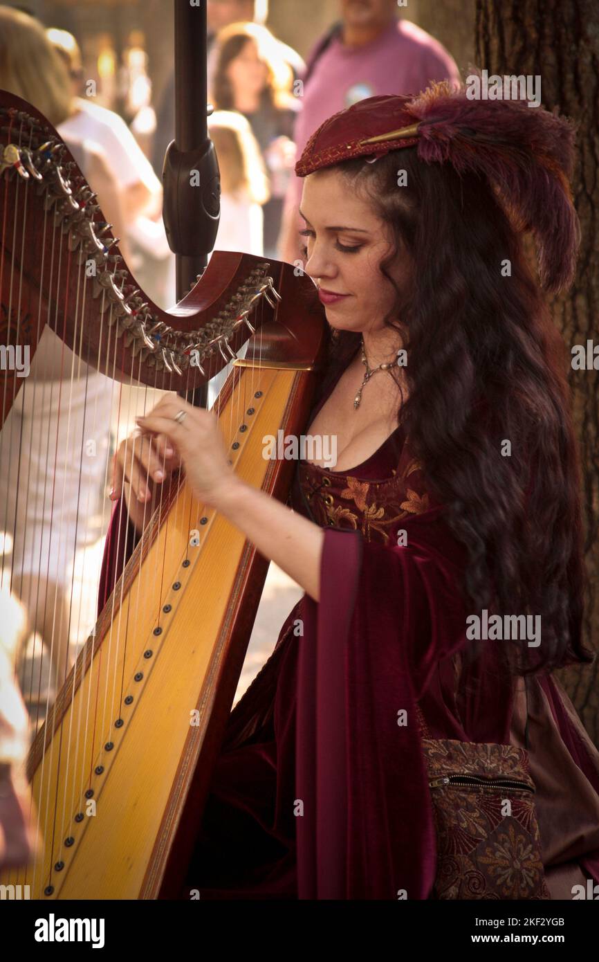 Renaissance Festival Harpist Stock Photo - Alamy