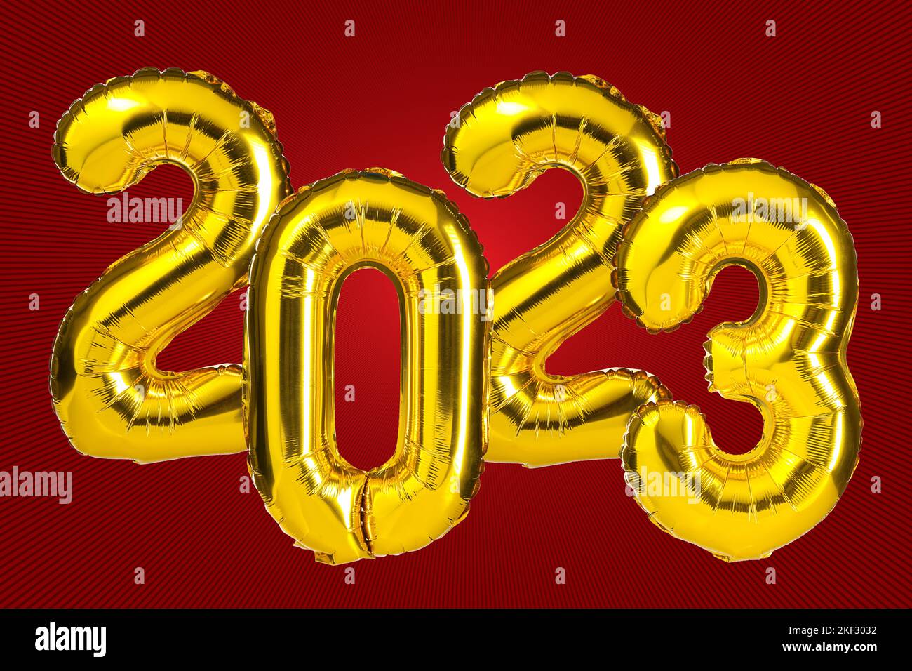 New Year 2023 celebration. Golden Yellow foil color balloons. 2023 ...