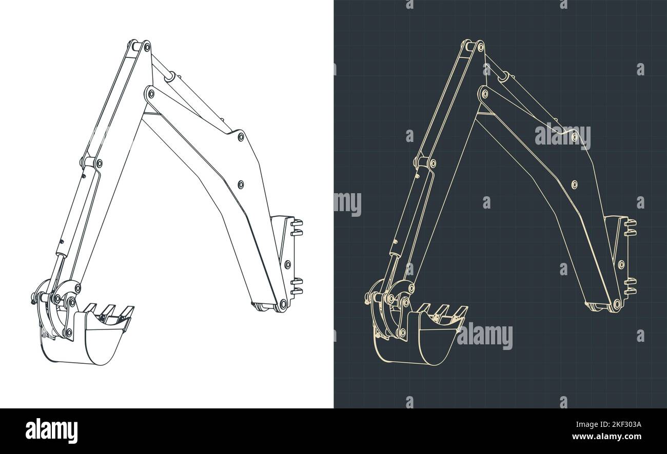 Stylized vector illustration of drawings of backhoe loader Stock Vector ...