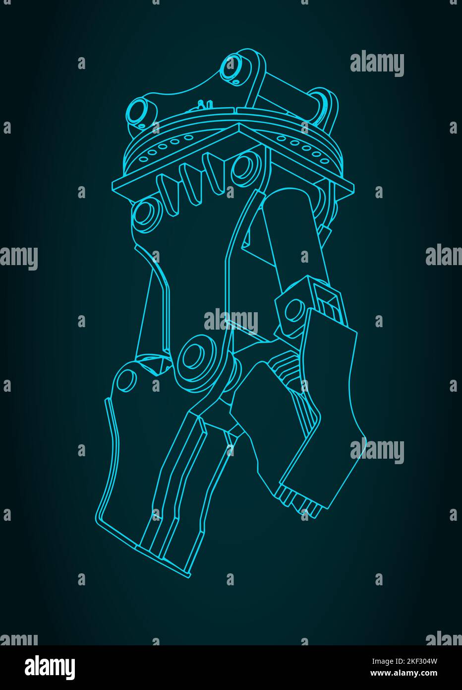 Stylized vector illustration of demolition hydraulic scrap shear cutter ...