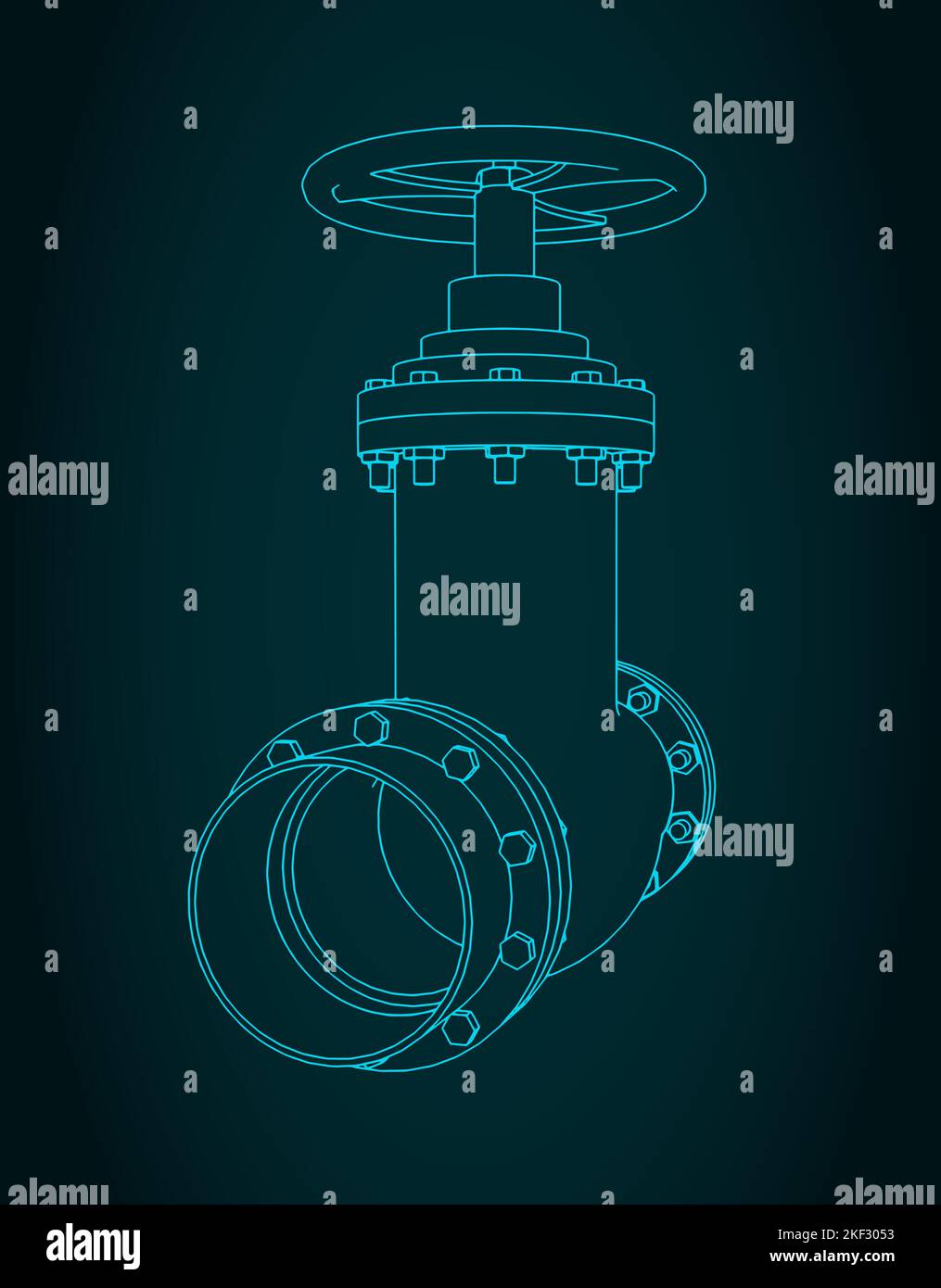 Stylized vector illustration of blueprint of valve Stock Vector Image ...