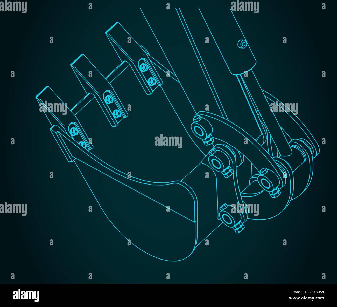 Stylized vector illustration of excavator bucket closeup Stock Vector ...