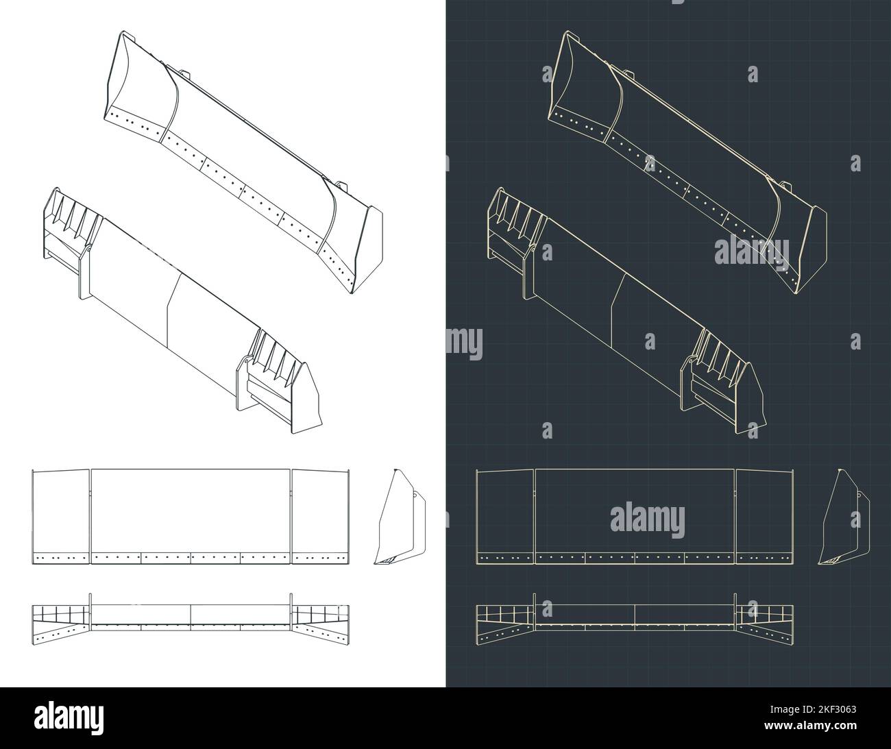 Stylized vector illustration of blueprints of dozer blade Stock Vector ...