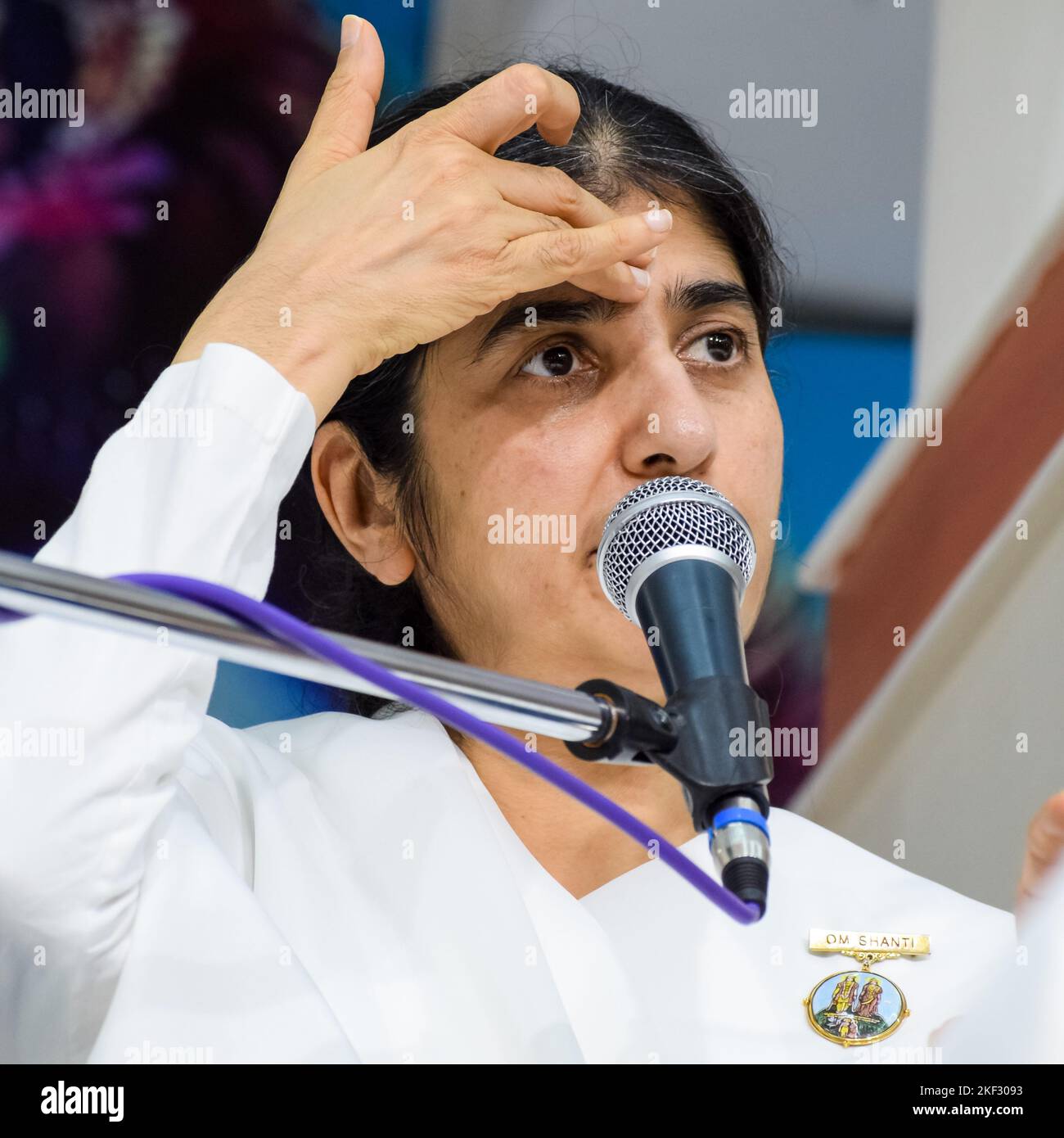 New Delhi, India, October 16 2022 – BK Shivani during meditation ...