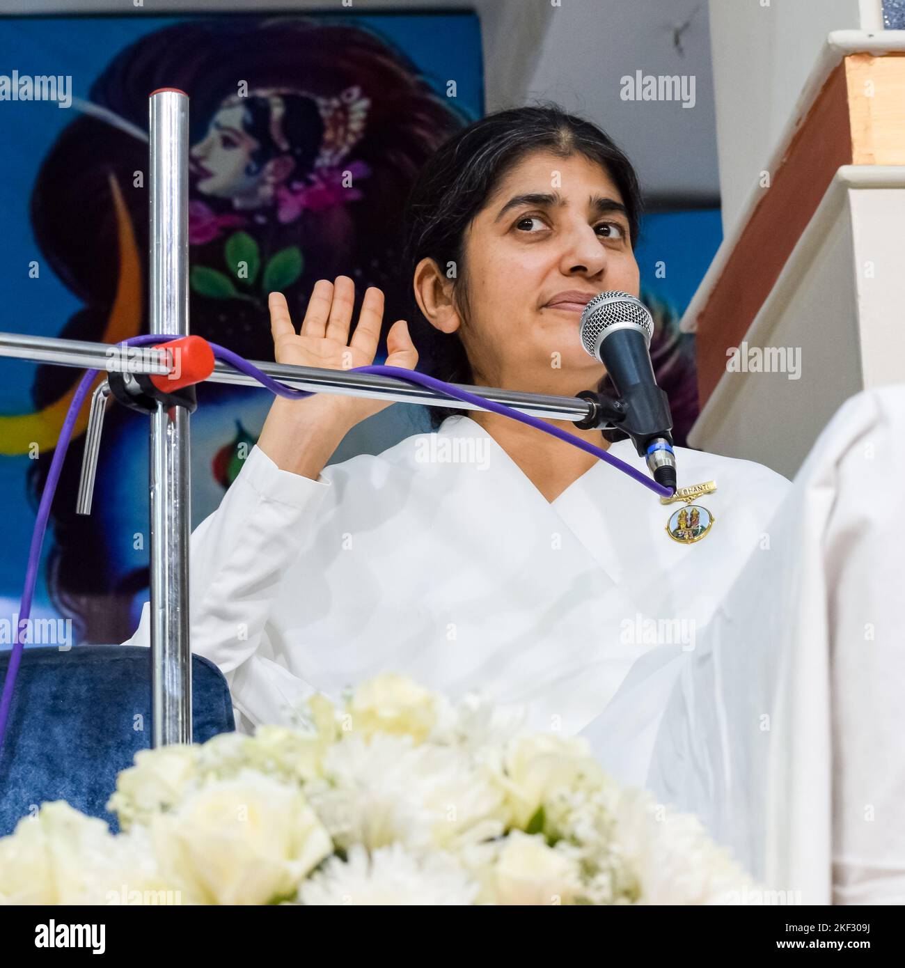 New Delhi, India, October 16 2022 – BK Shivani during meditation ...