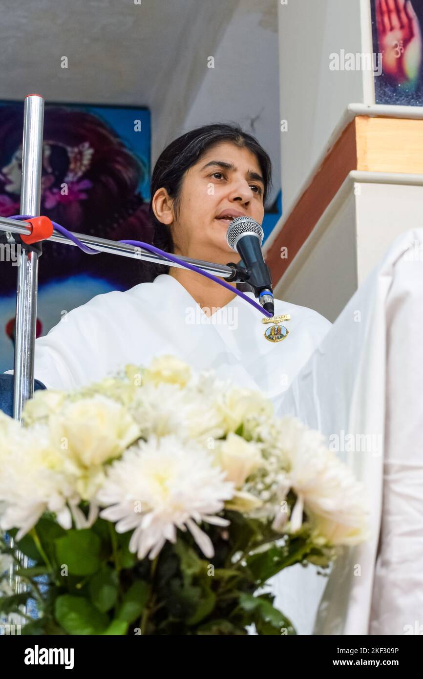 New Delhi, India, October 16 2022 – BK Shivani during meditation ...