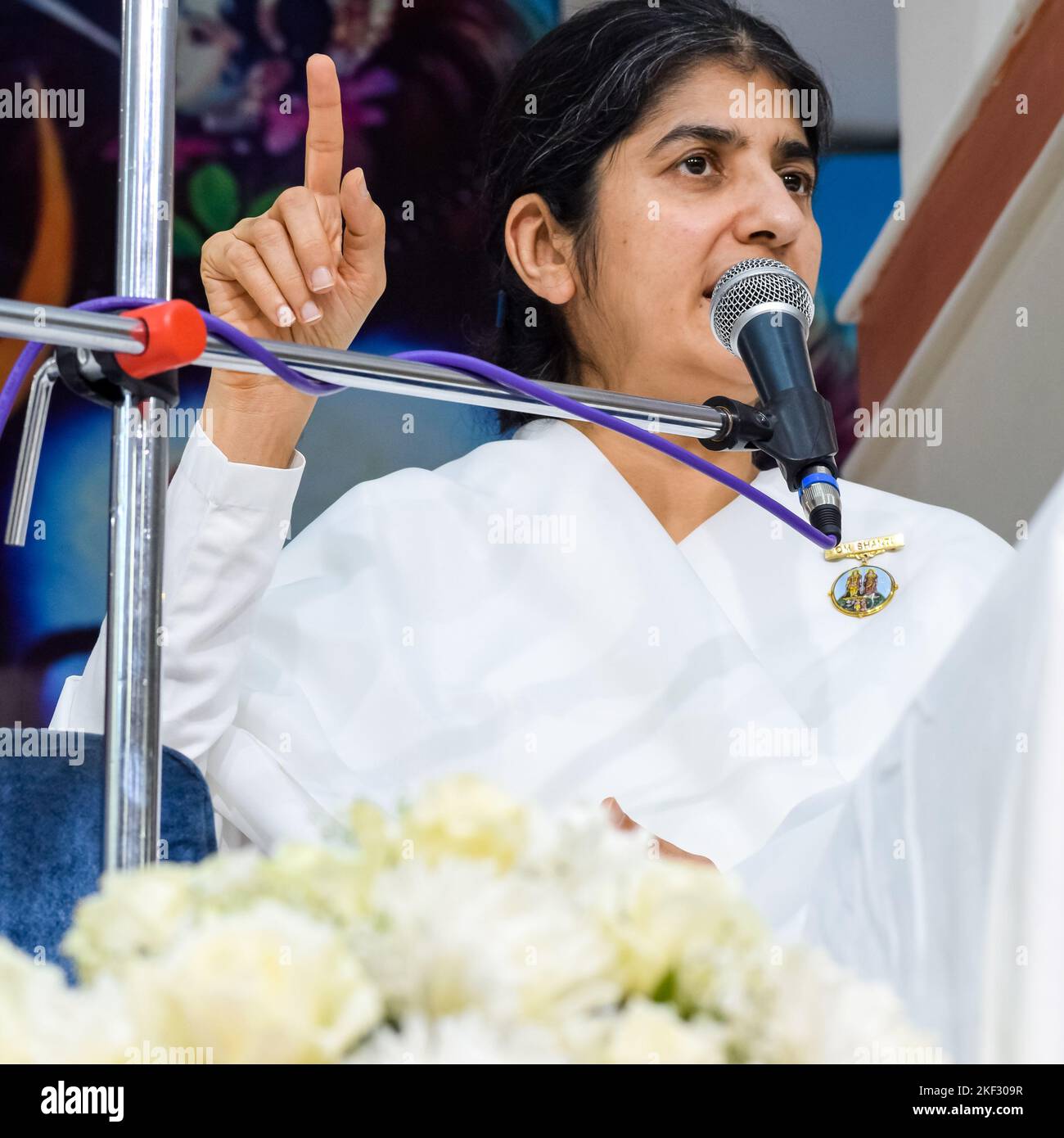 New Delhi, India, October 16 2022 – BK Shivani during meditation ...