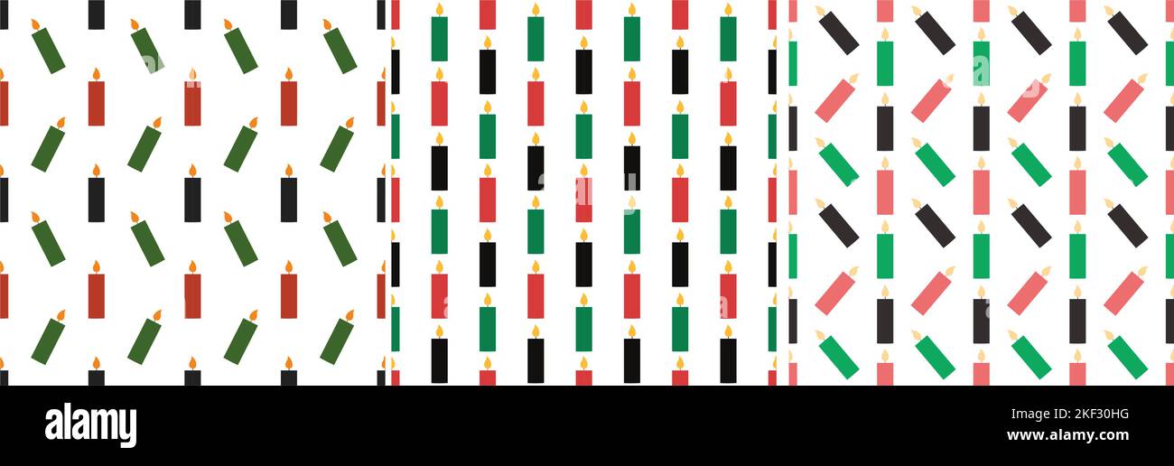 Set of Happy Kwanzaa Holiday African Seamless Pattern Design with ...