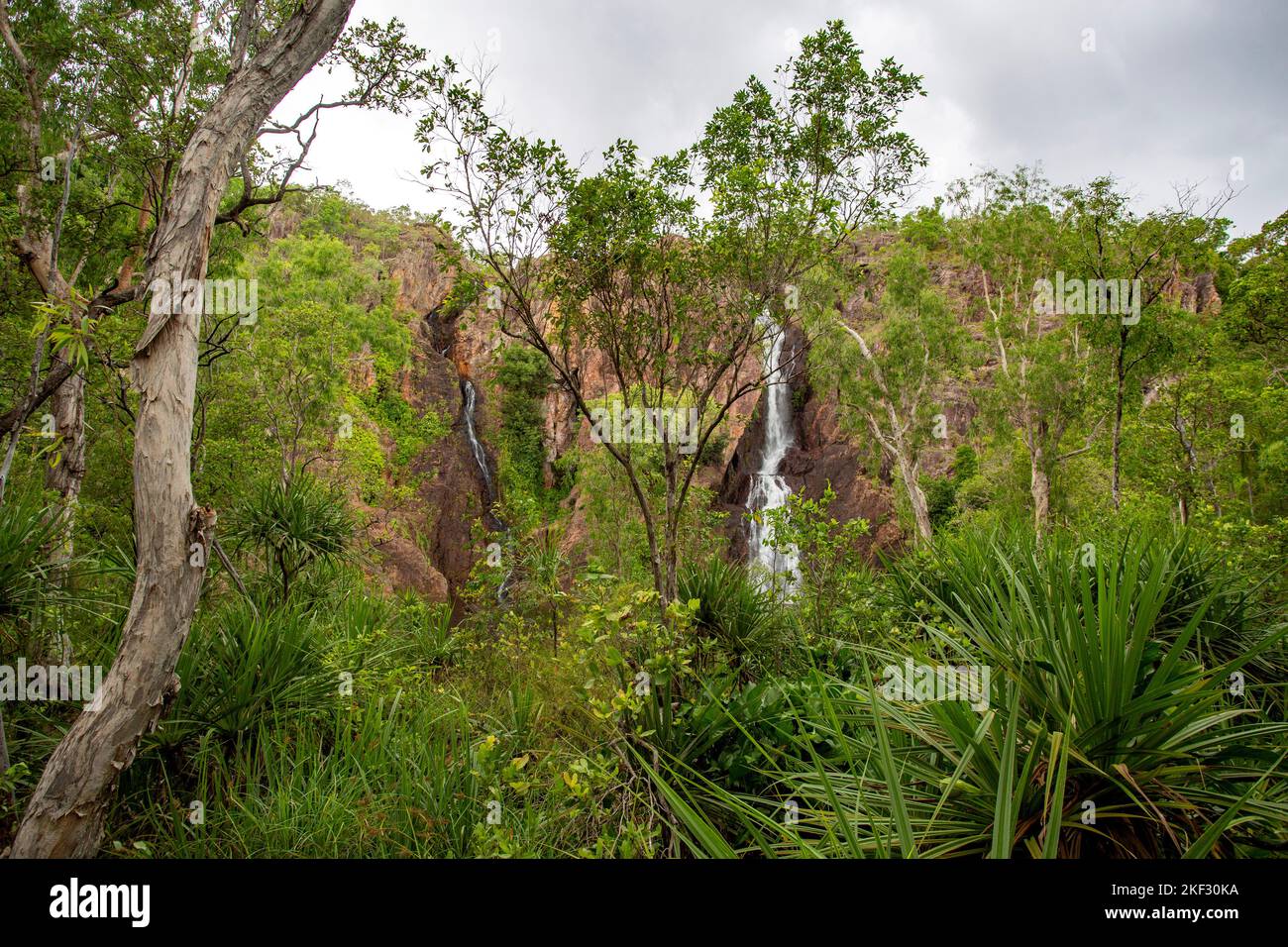 Wangi Falls is a segmented waterfall into a plunge pool on the Wangi ...