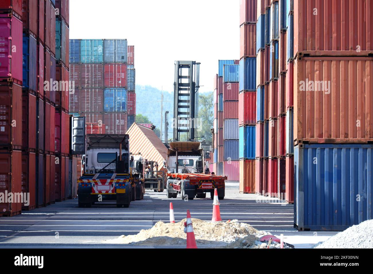 Container forklifts and damaged goods in the yard or wharf are highly ...