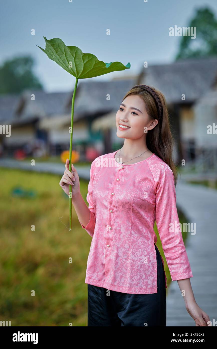 Sa Dec city, Vietnam: portrait of a girl in the Southwest region of ...