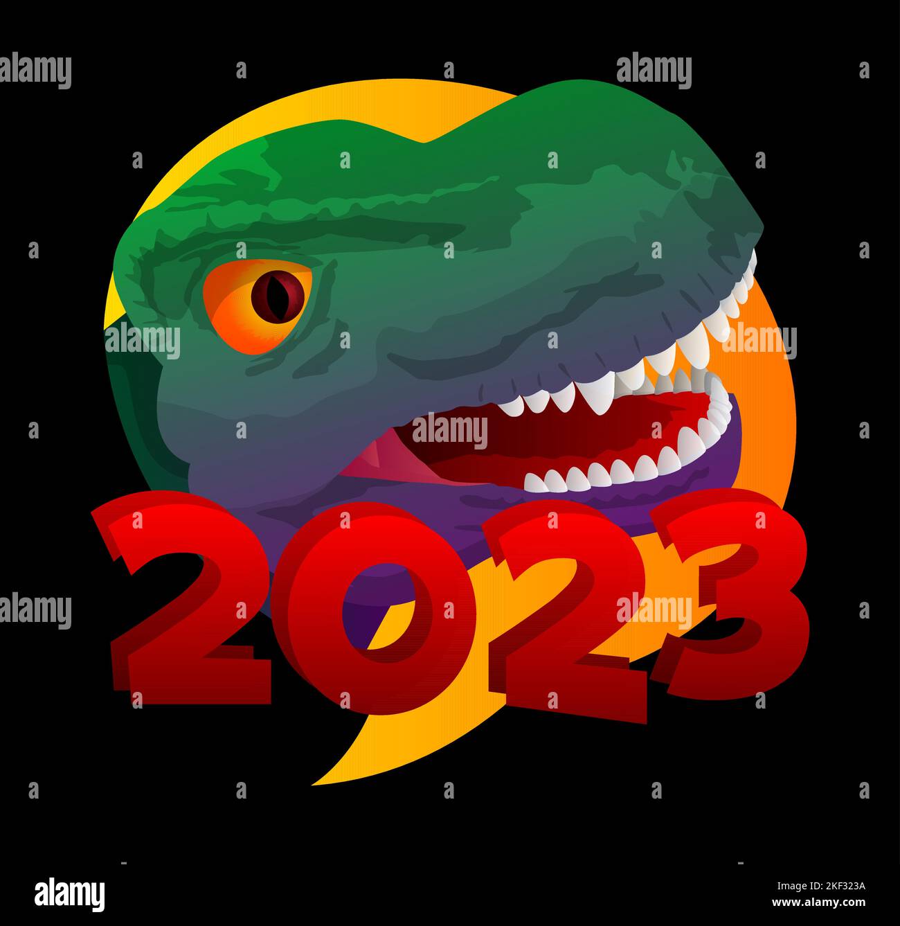 Dinosaur with speech bubble saying number 2023 Stock Vector Image & Art ...