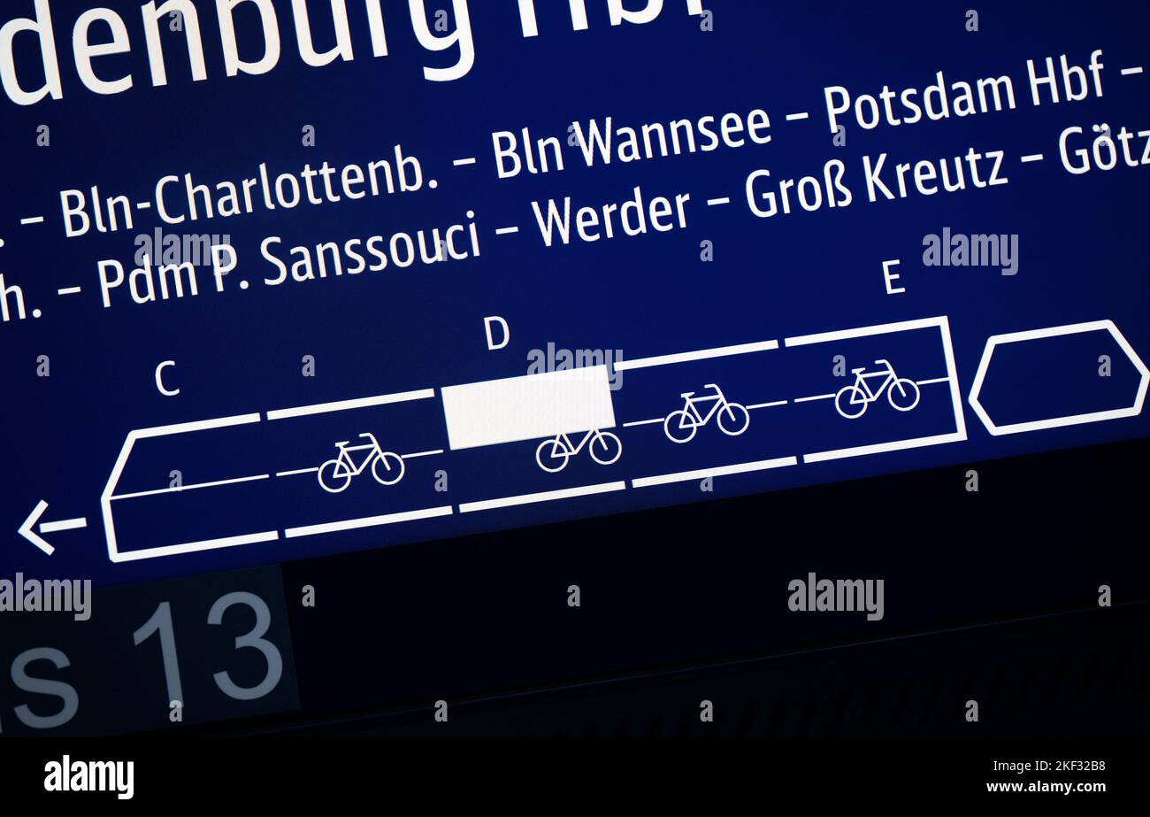 Berlin, Germany. 14th Nov, 2022. An electronic display at the main station shows the bicycle ...