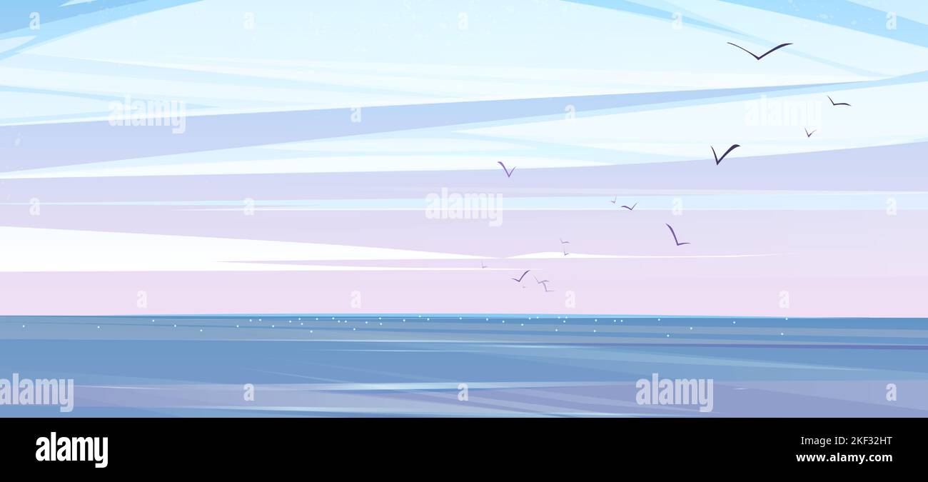Early morning sky or heaven and water surface. Cartoon background ...
