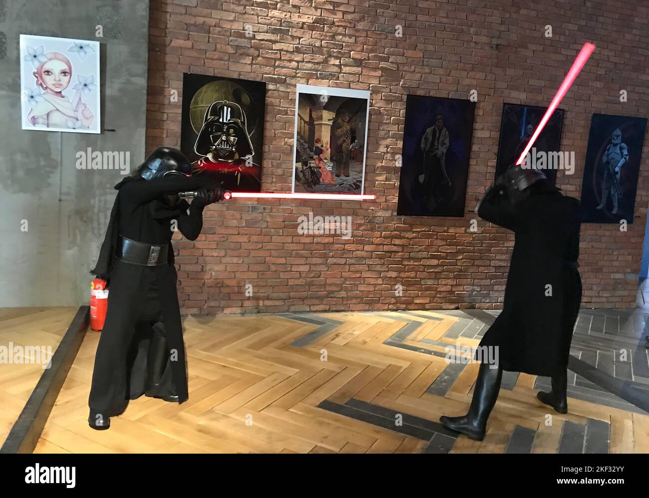 ISTANBUL, TURKEY - MAY 25: Young Star Wars fans show their swords at ...