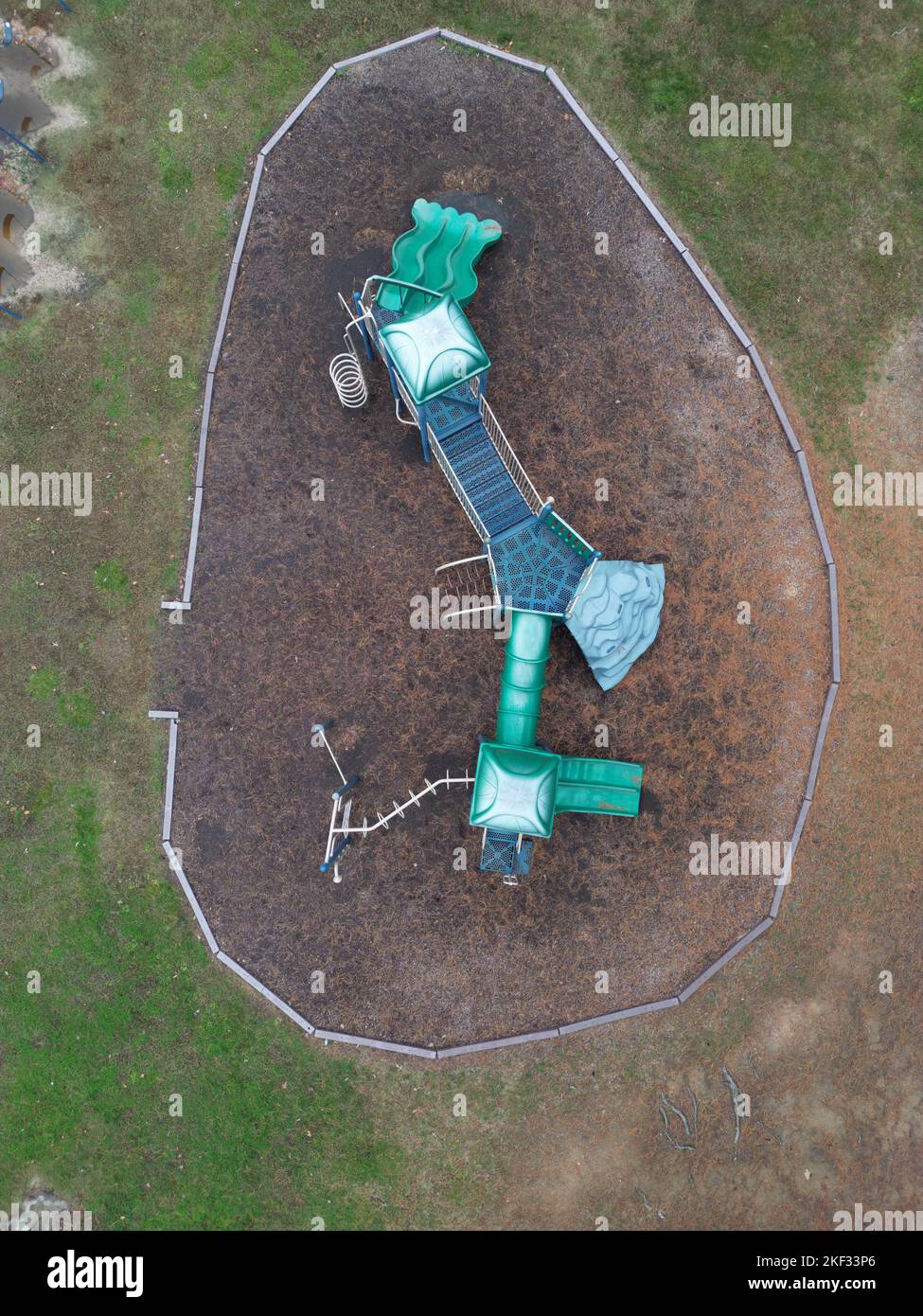 An aerial view of kids playground with slides Stock Photo - Alamy