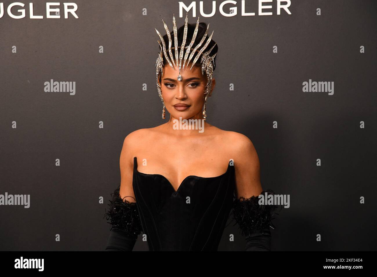 Kylie Jenner walking the red carpet at the Mugler Couturissime Exhibition Reception at the ...