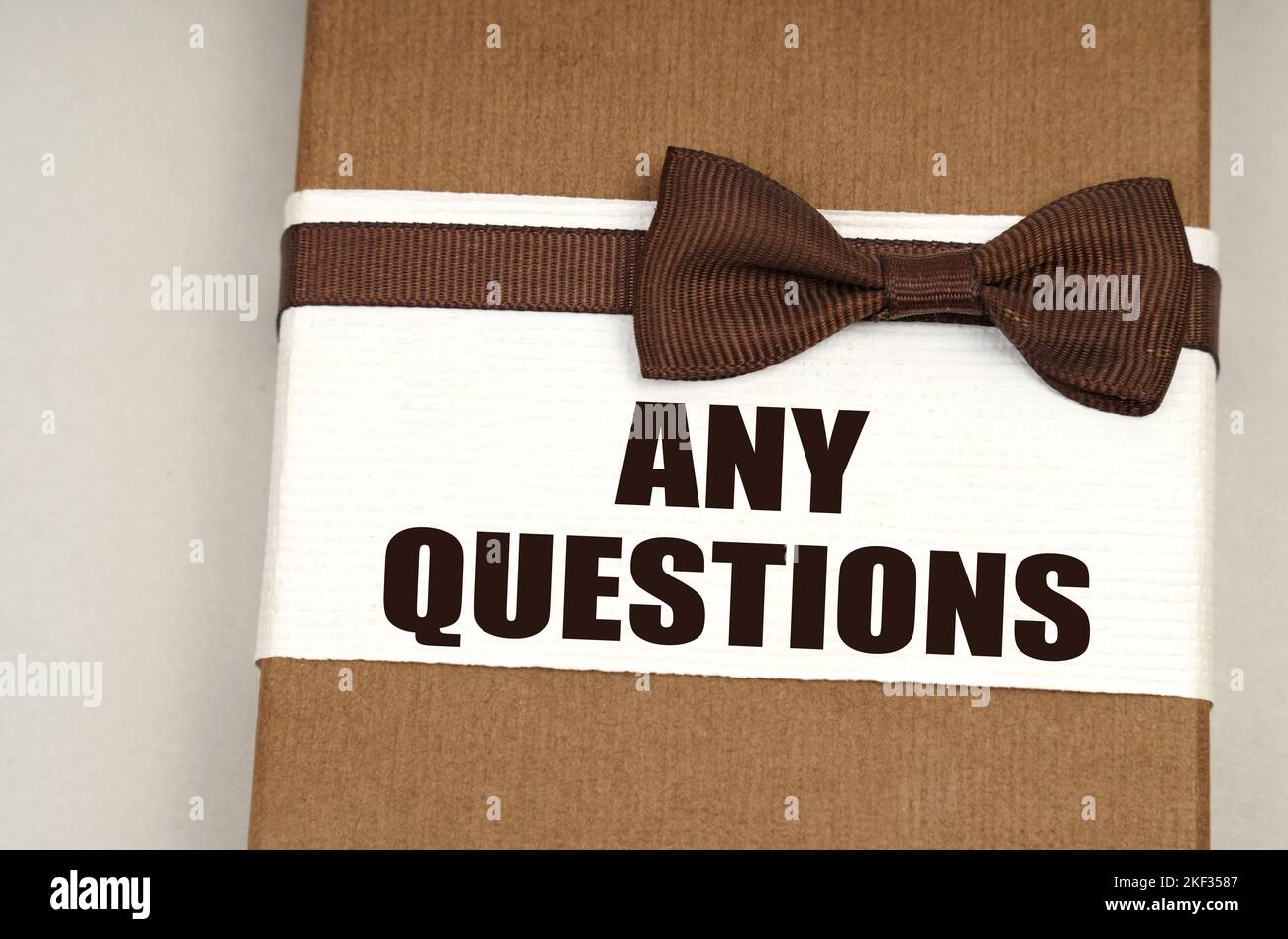 Finance and business concept. On the packing box with a bow-tie the ...