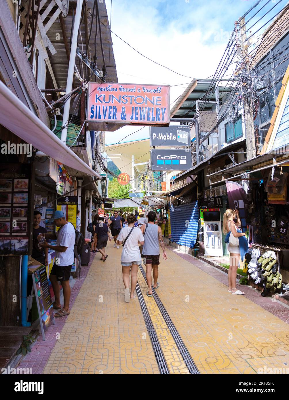 Koh Phi Phi Don Thailand November 2022, souvenir shops at walking ...