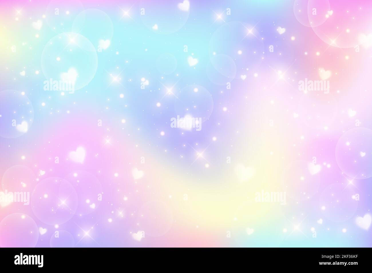 Fantasy watercolor illustration with rainbow pastel sky with stars and ...