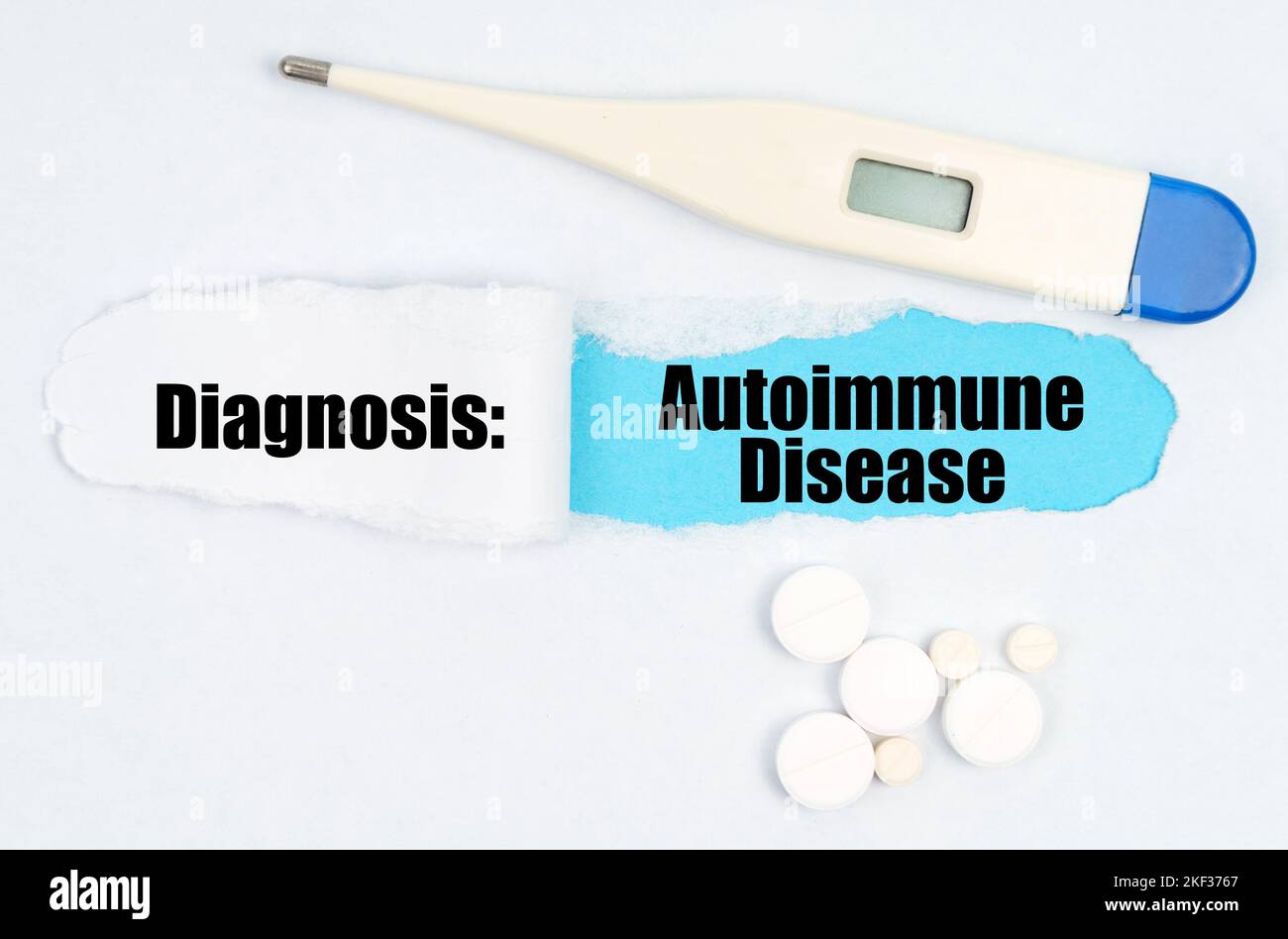 Medical diagnosis. A gap is made in the middle of the white sheet ...