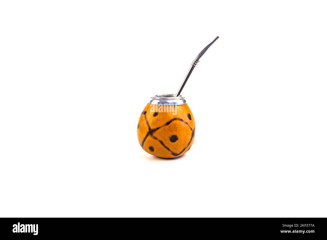 Pumpkin mate calabash with bombilla on a white background Stock Photo ...