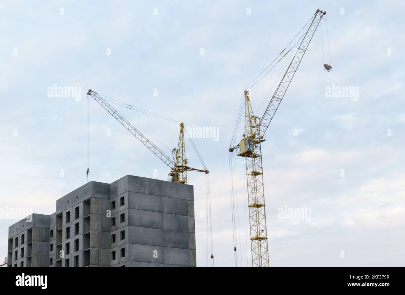 Construction concept. Against the background of the sky, there is a ...