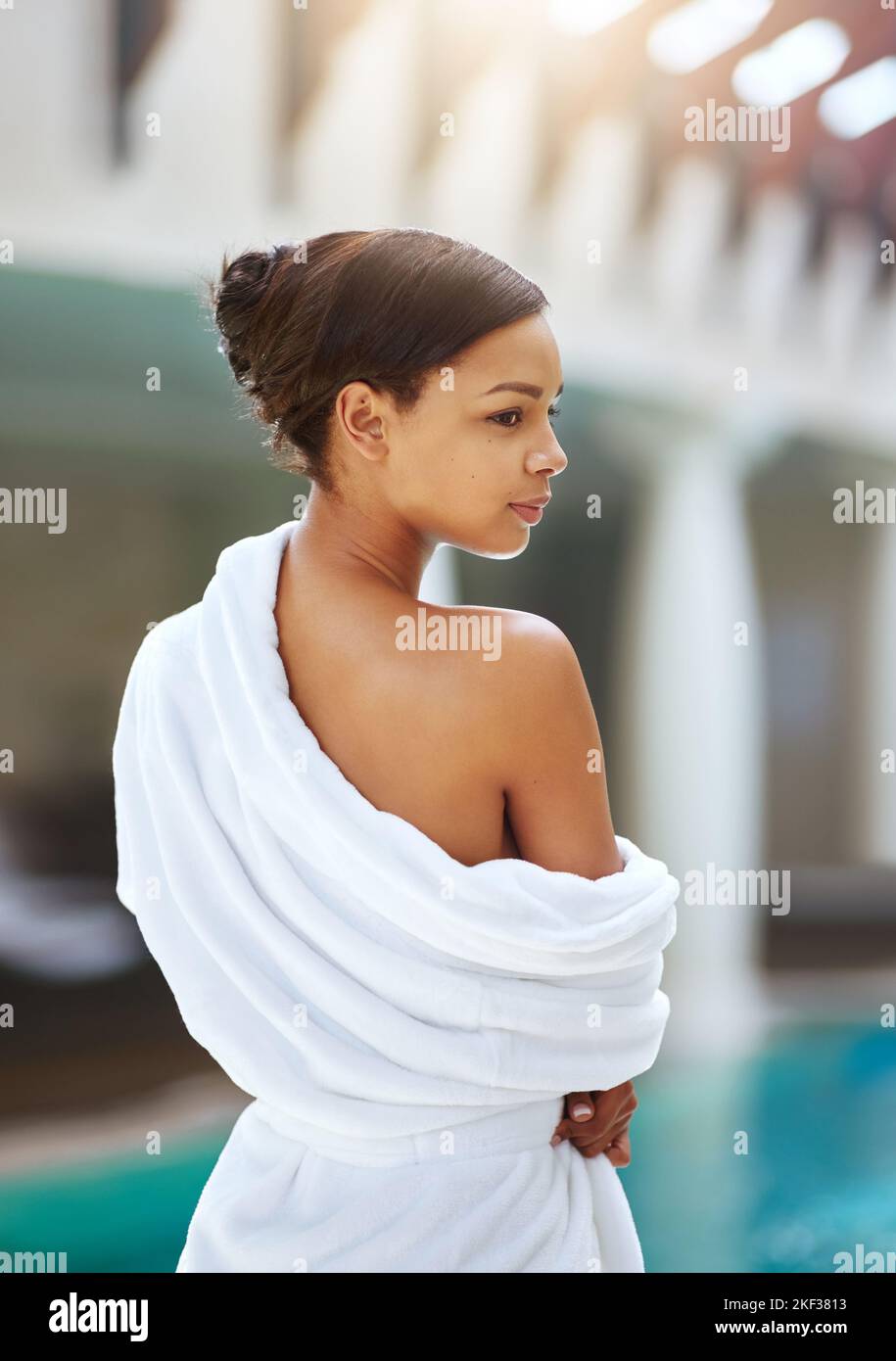 Today is for being pampered. a beautiful young woman at the beauty spa ...