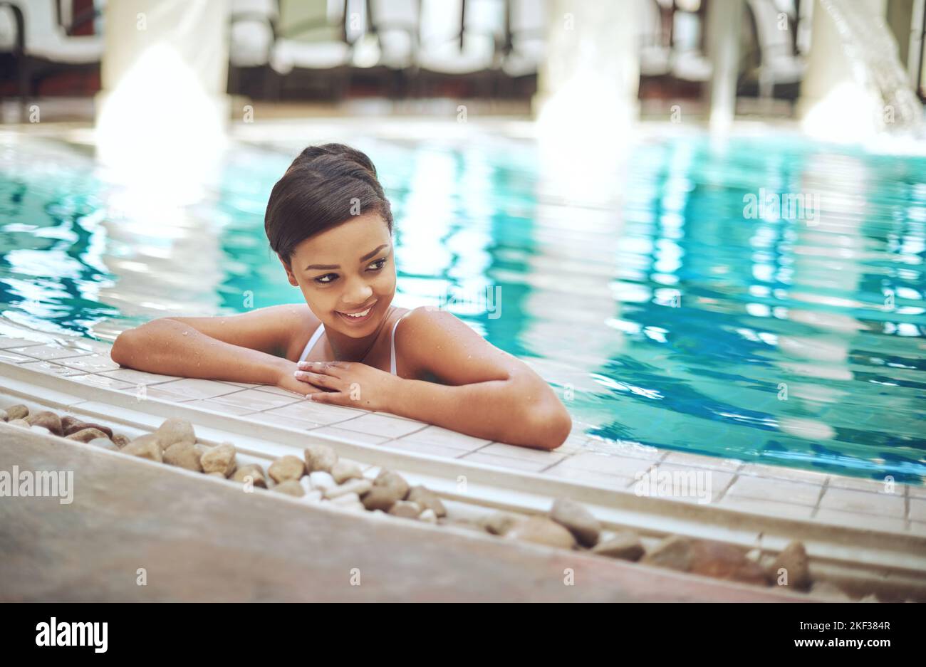 Today is for being pampered. a beautiful young woman at the beauty spa ...