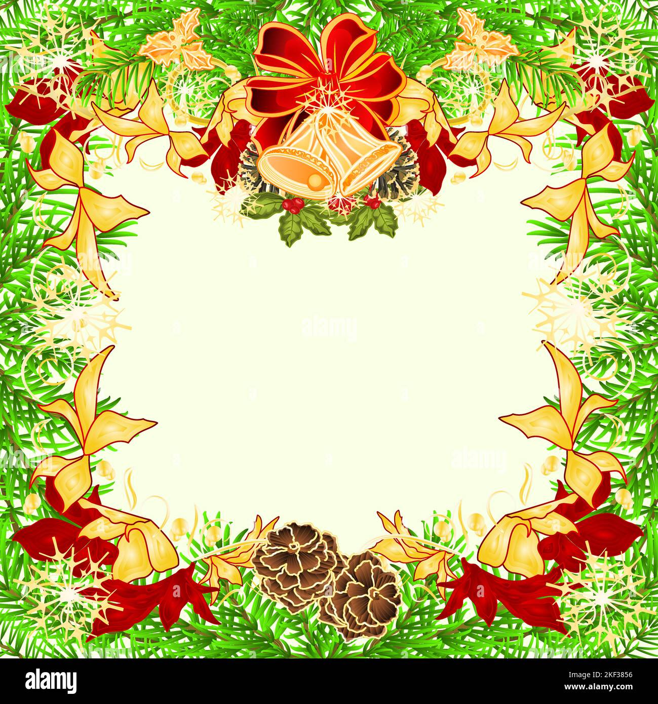 Christmas and New Year frame decoration red and golden poinsettia ...