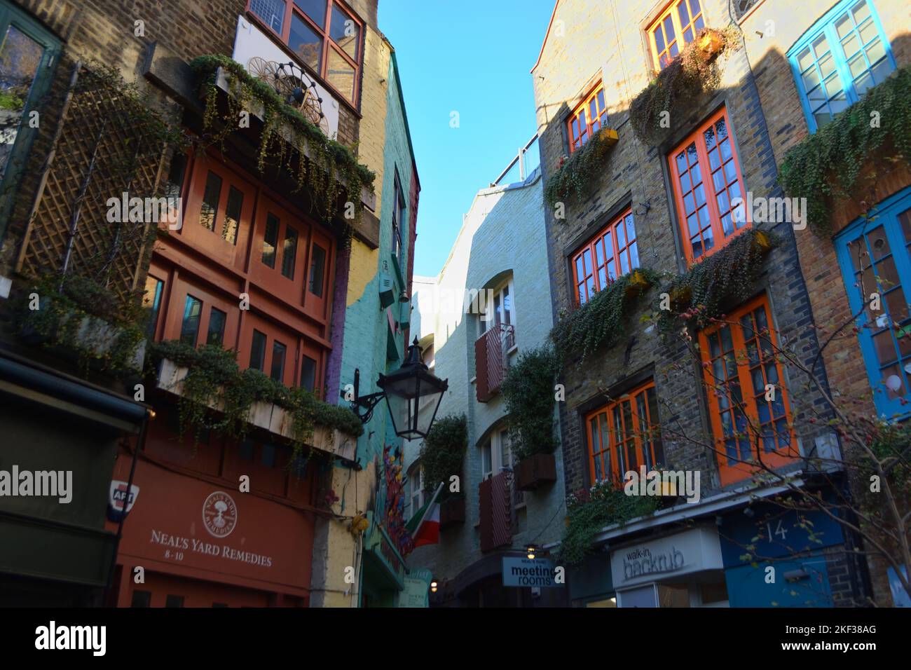 London, UK - November 2022 - Neal's Yard, a small alley in Covent ...