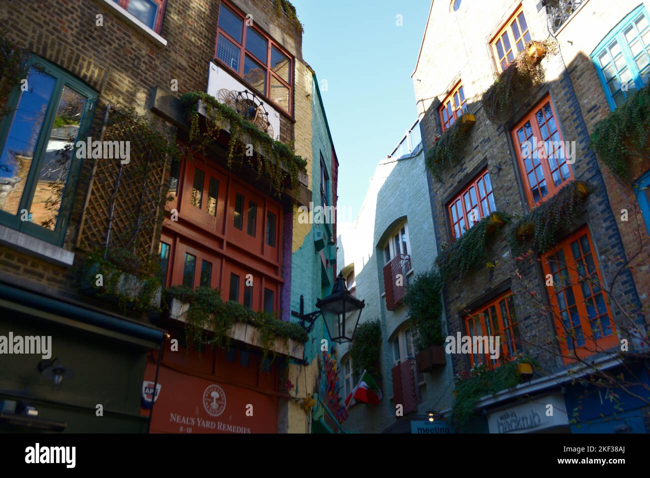 London, UK - November 2022 - Neal's Yard, a small alley in Covent ...