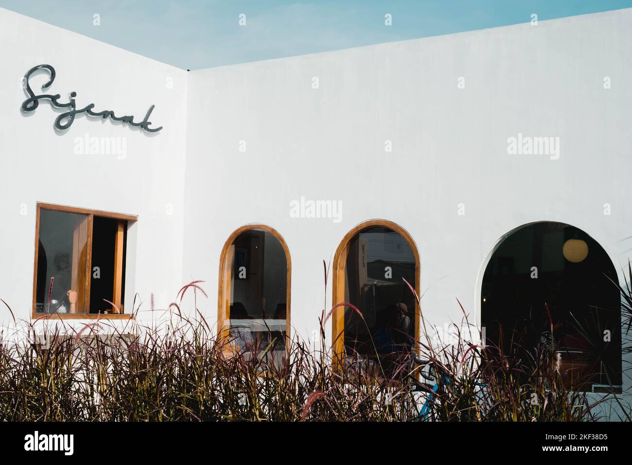 Front view of a cafe or coffee shop in Malang city, Indonesia Stock ...