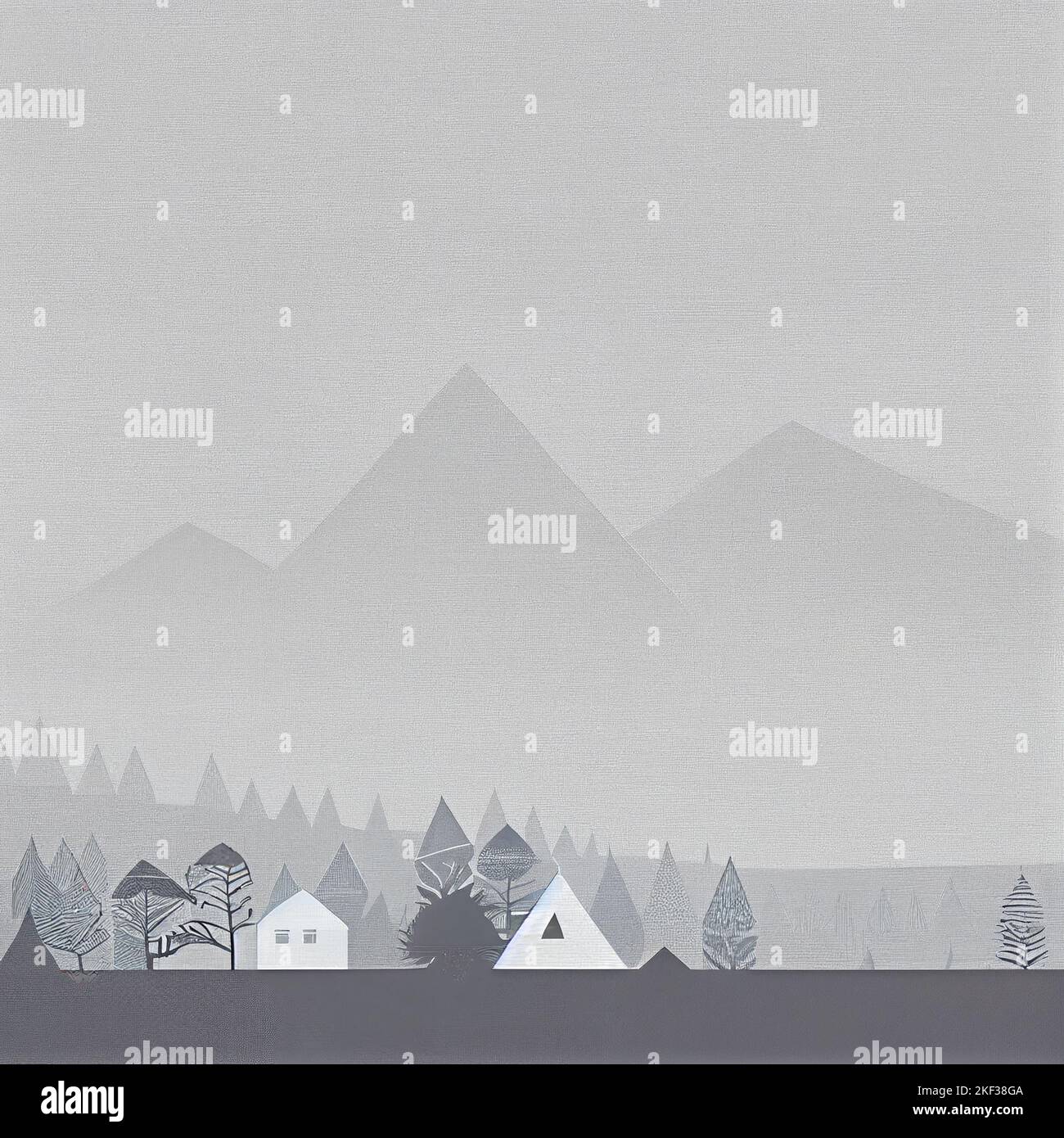 Flat landscape with a snowy background Clear blue sky with snowdrifts ...