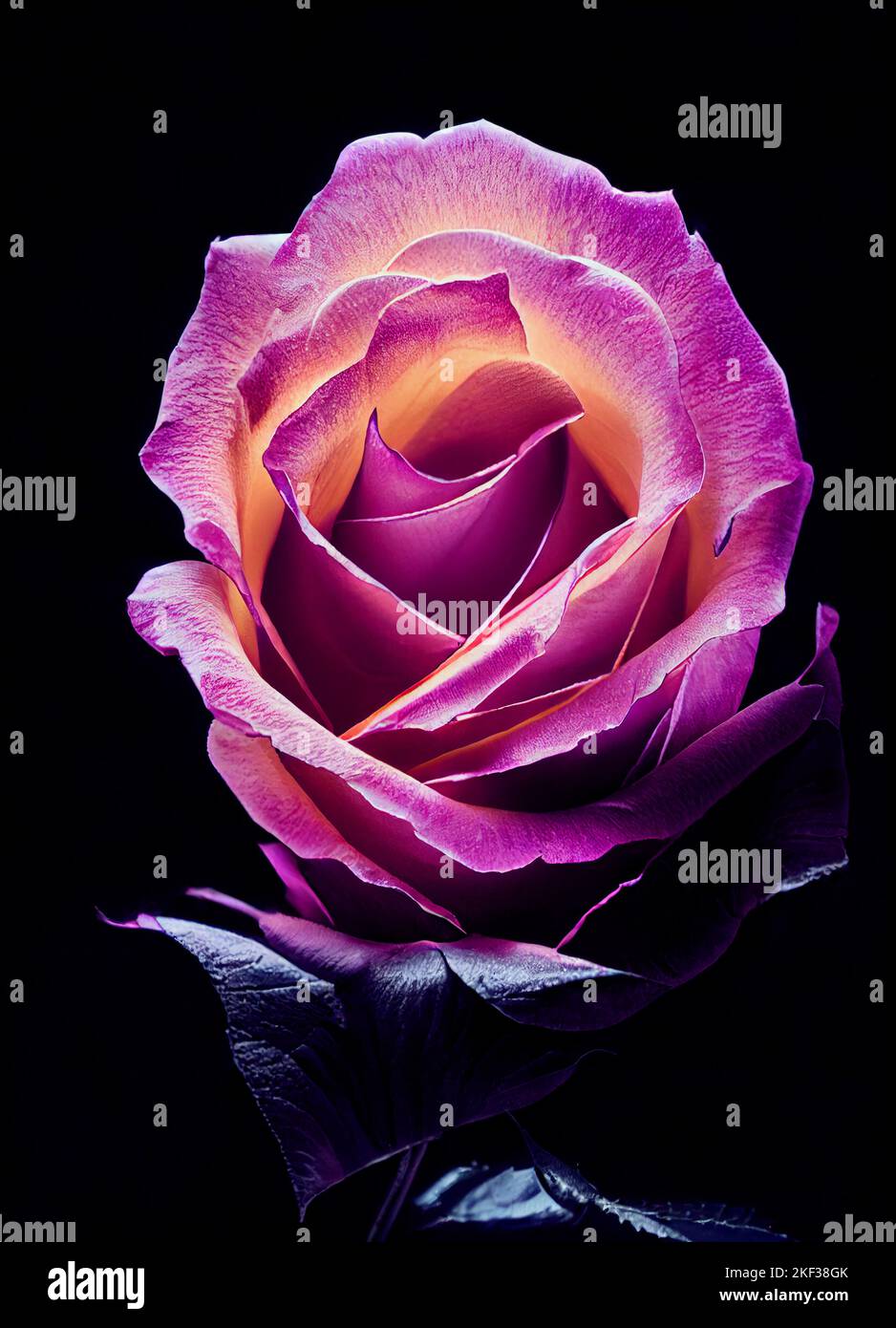 Close-up of the pink rose on black background Stock Photo - Alamy