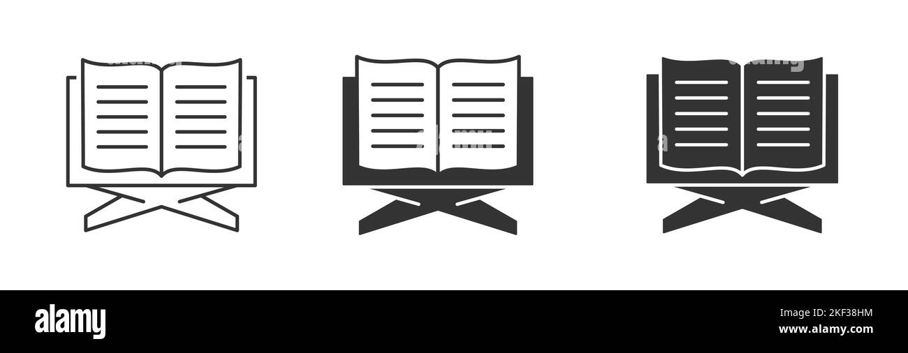 Holy Quran icons set. Black vector illustration isolated on white Stock ...