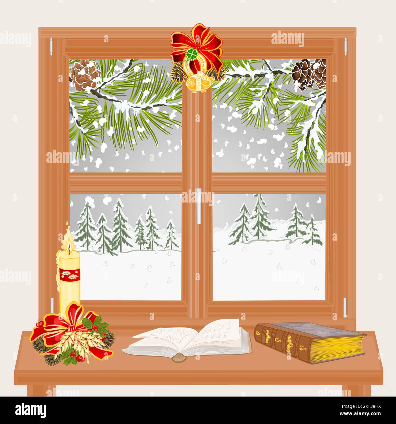 Old books window sill Stock Vector Images - Alamy