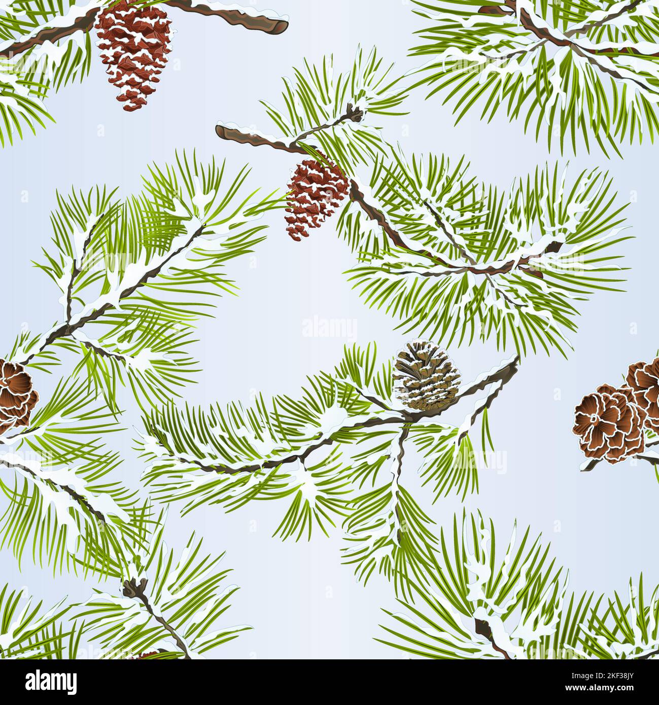 Seamless texture various pine and pine cone branch winter snowy natural ...