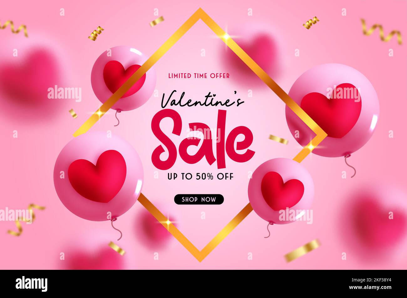 Valentine's day sale vector banner design. Happy valentine's day ...