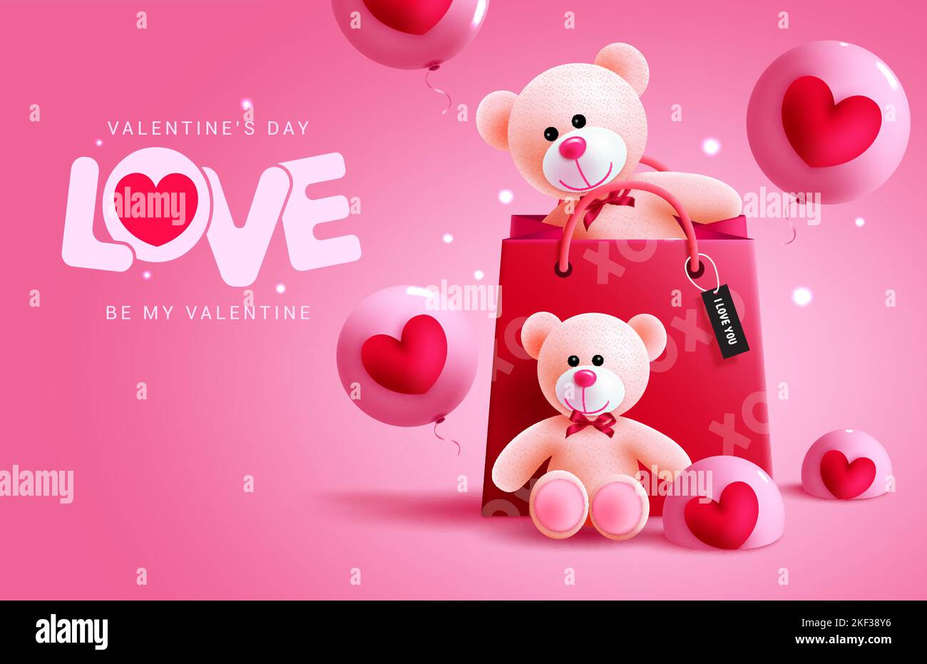 Valentine's day teddy bear vector design. Happy valentine's day love ...