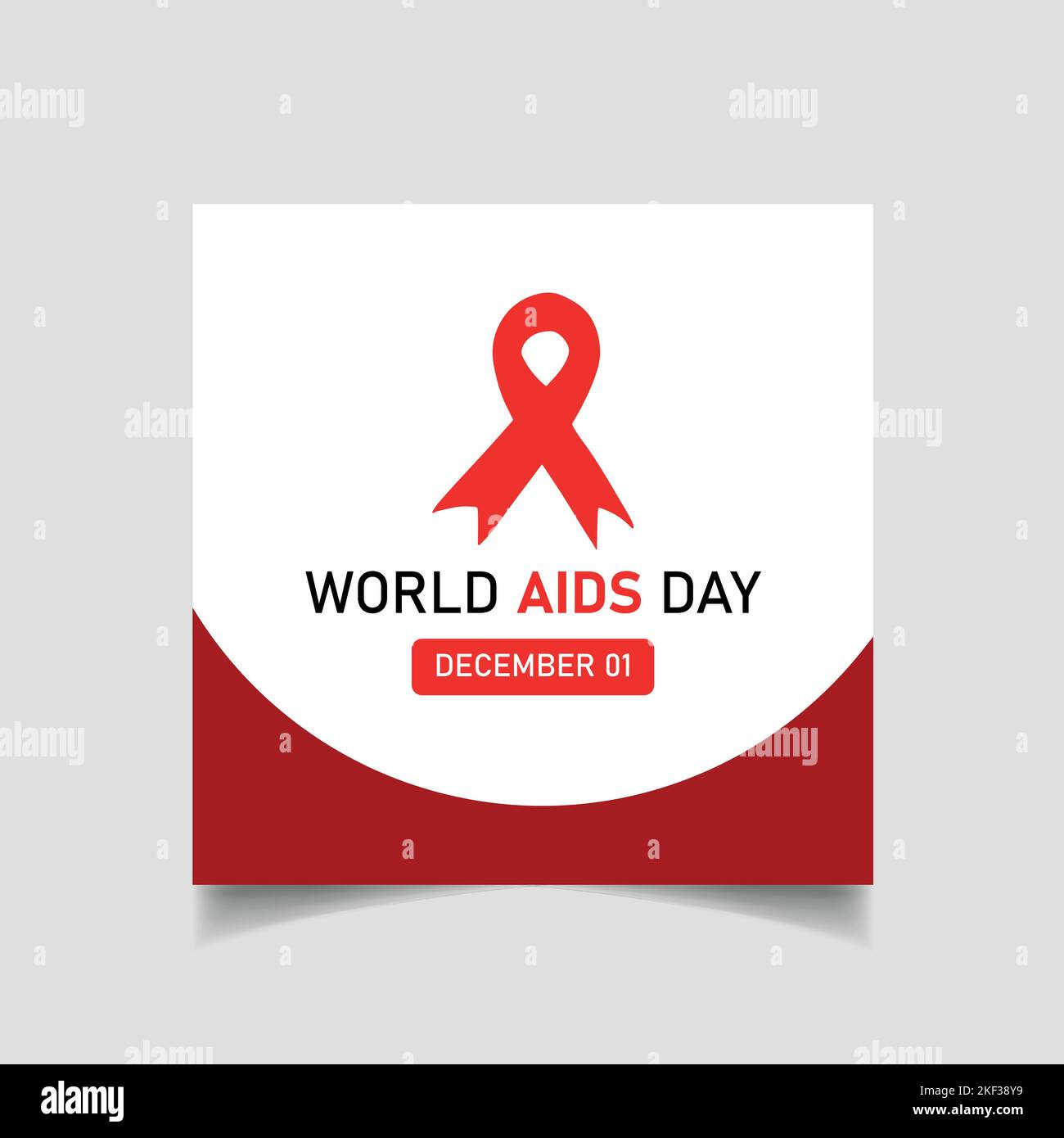 World Aids Day Social Media Post Design With Red Ribbon Hand And World